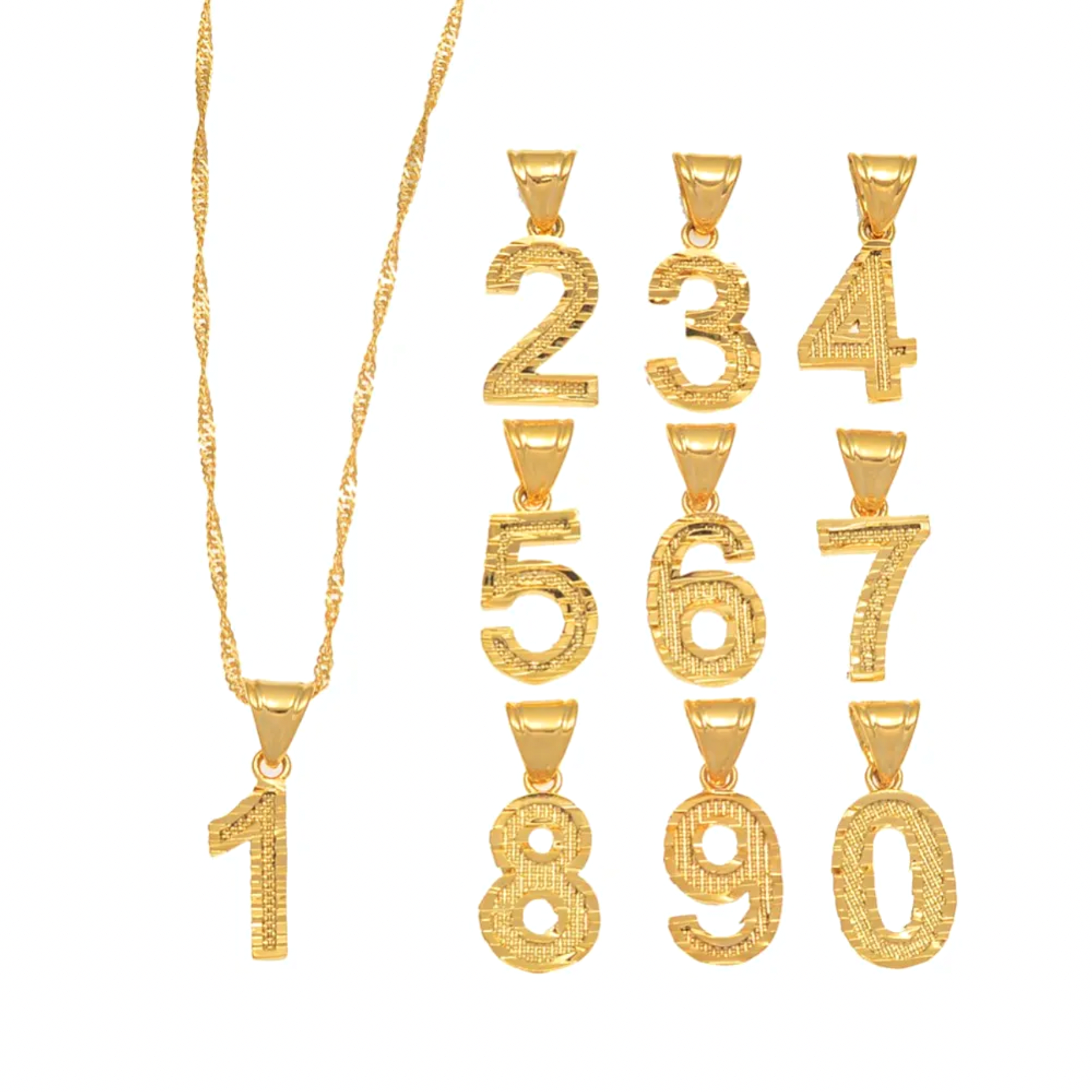 Numbers Pendant Necklace