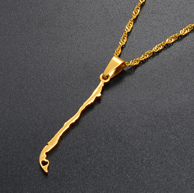 Chile Map Pendant Necklace