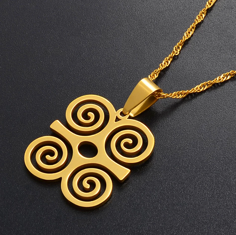 Dwennimmen Adinkra Symbol for " Strength through Humility" Pendant Nec