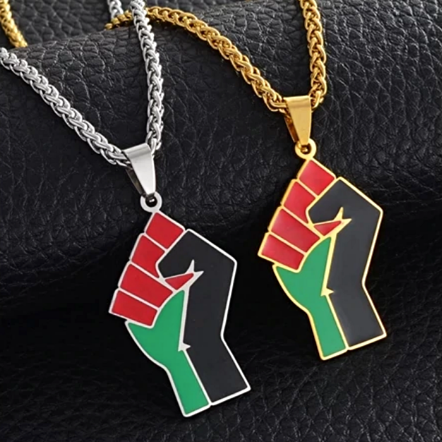Black Lives Matter Raised Fist Flag Necklace