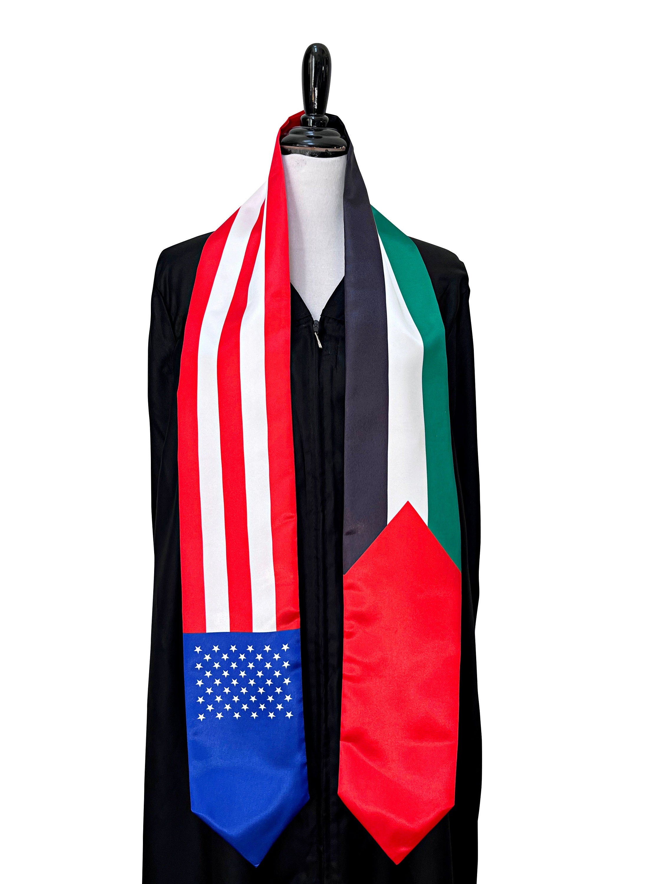 Palestinian American Mix Flags Graduation Stole