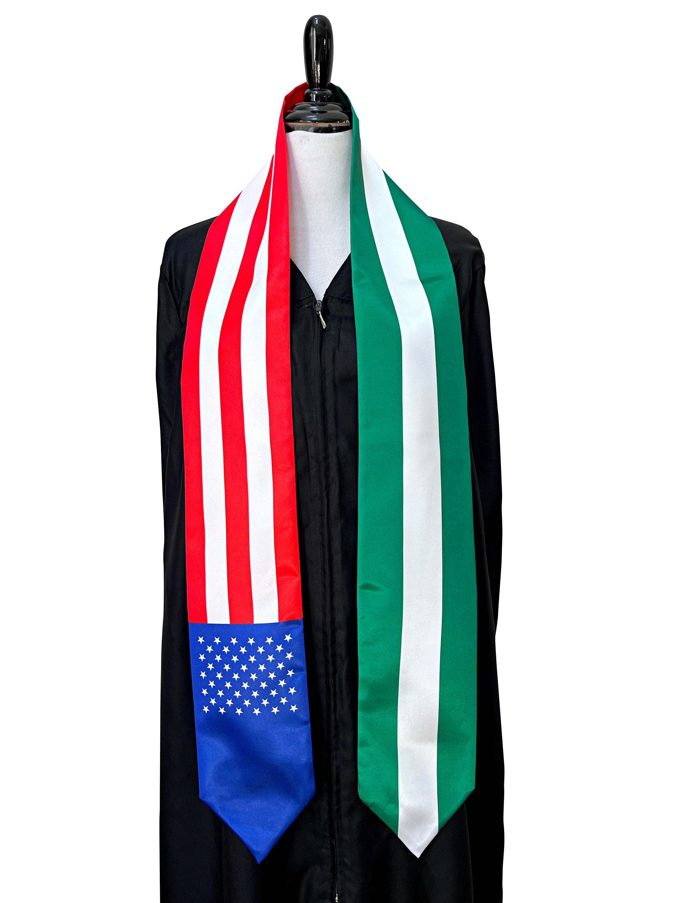 Nigerian American Mix Flags Graduation Stole